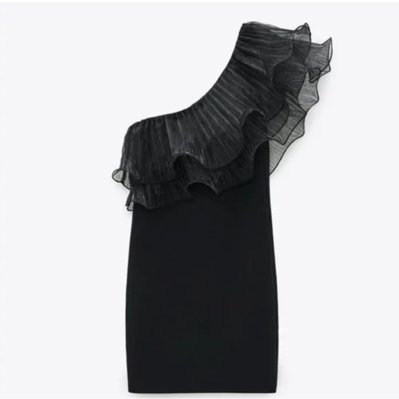 Zara | Dresses | Zara One Shoulder Organza Ruffle Mini Dress | Poshmark